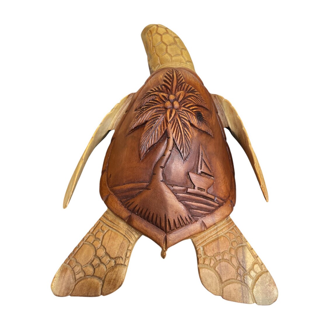 Hawaiian Sea Turtle With Palm Tree & Boat | Ocean Life 12" - Etsy