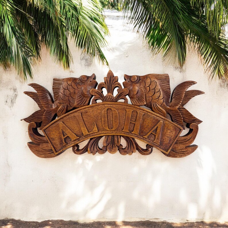 Aloha Sign With Fishes | Tropical Décor - Etsy