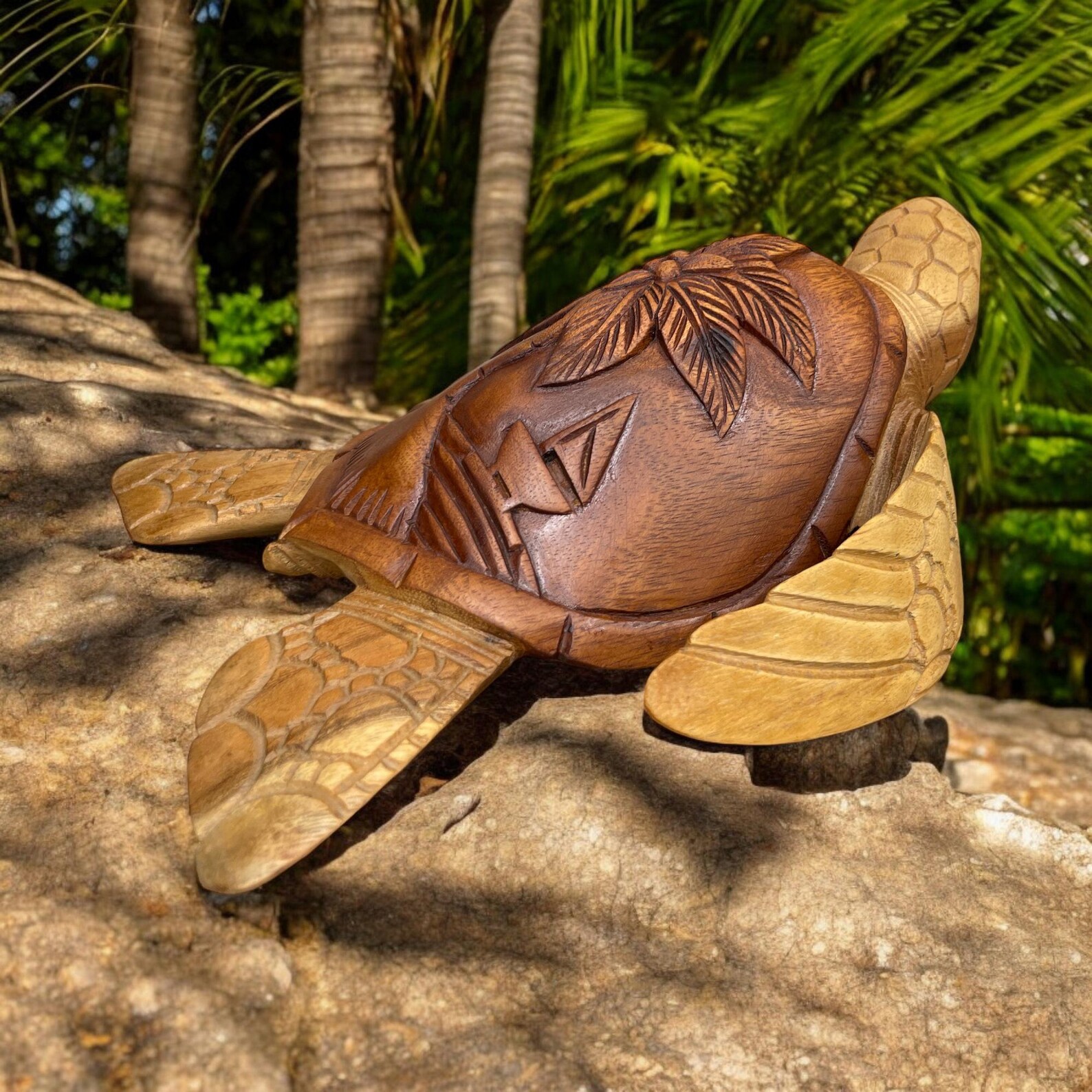 Hawaiian Sea Turtle With Palm Tree & Boat | Ocean Life 12" - Etsy