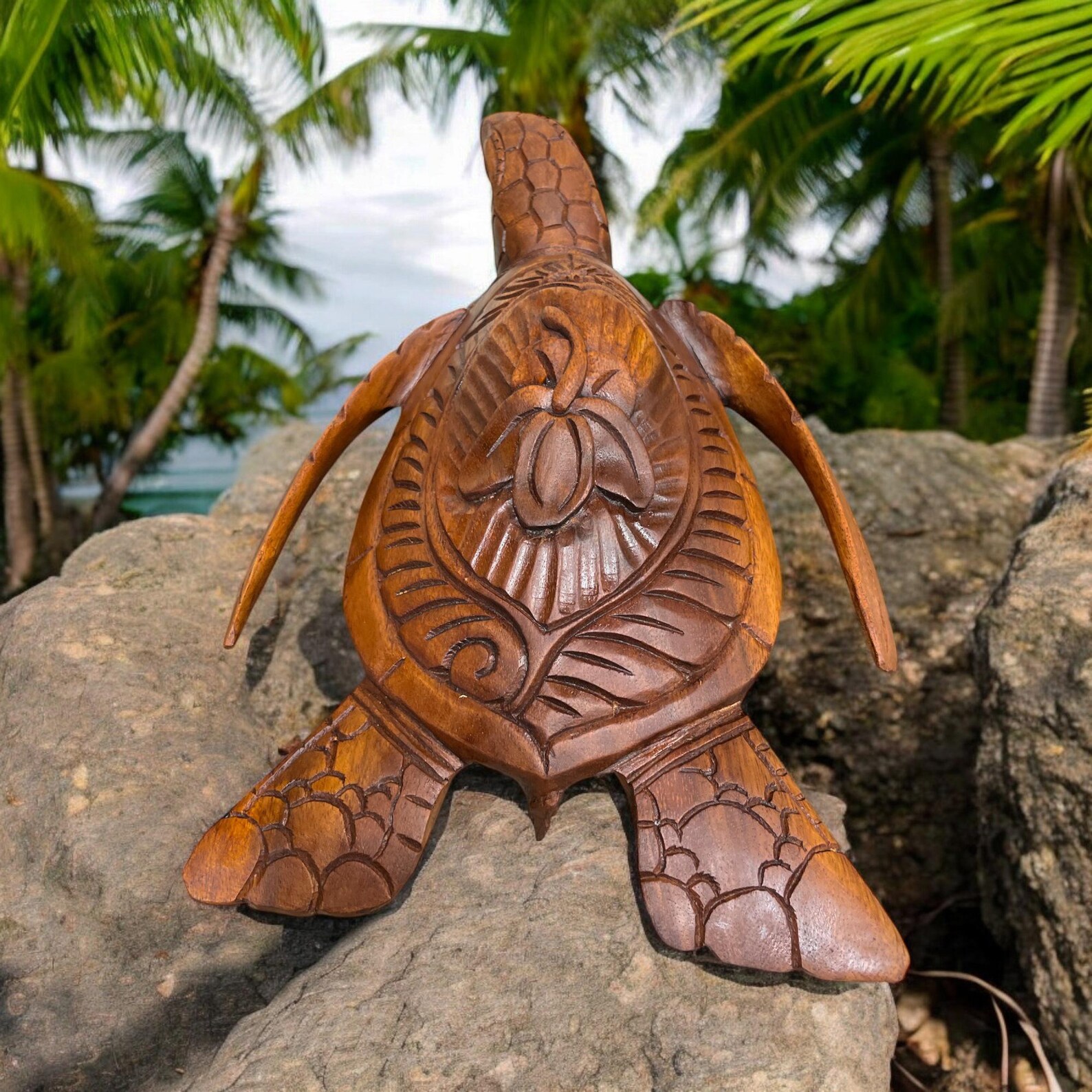 Hawaiian Sea Turtle With Hibiscus Flower | Ocean Life 12" - Etsy
