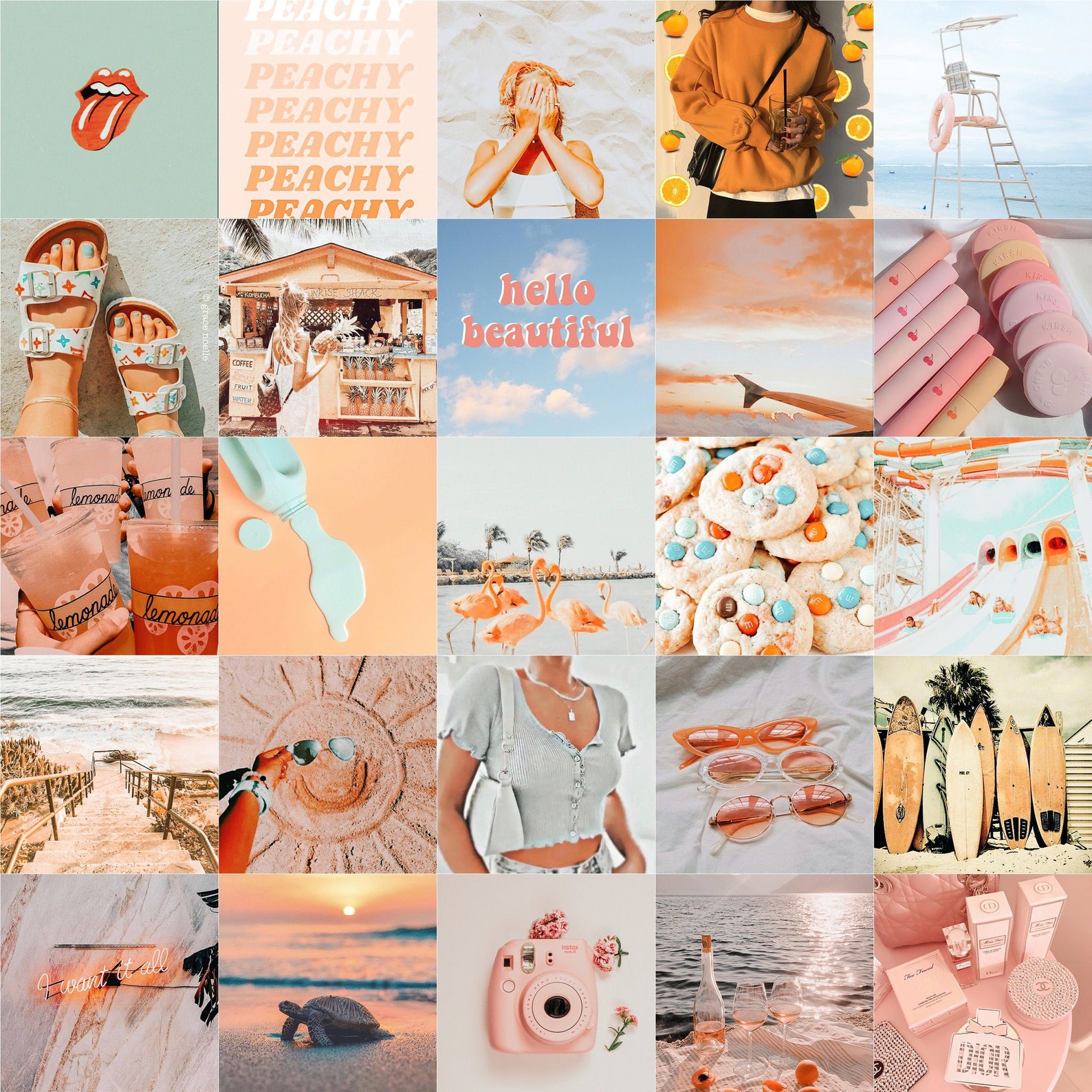 Beach Peach Aesthetic Wall collage Kit Beach Aesthetic | Etsy