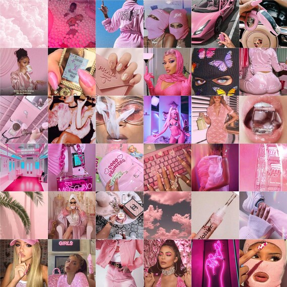 111pc Hot Pink Aesthetic Wall Collage Kit Baddie Aesthetic Etsy Uk