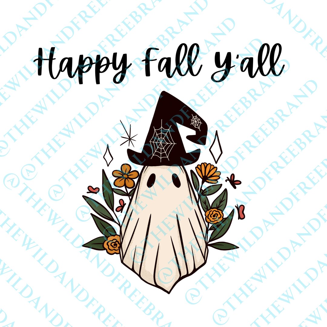 Happy Fall Yall Ghost Floral Vintage Png - Etsy