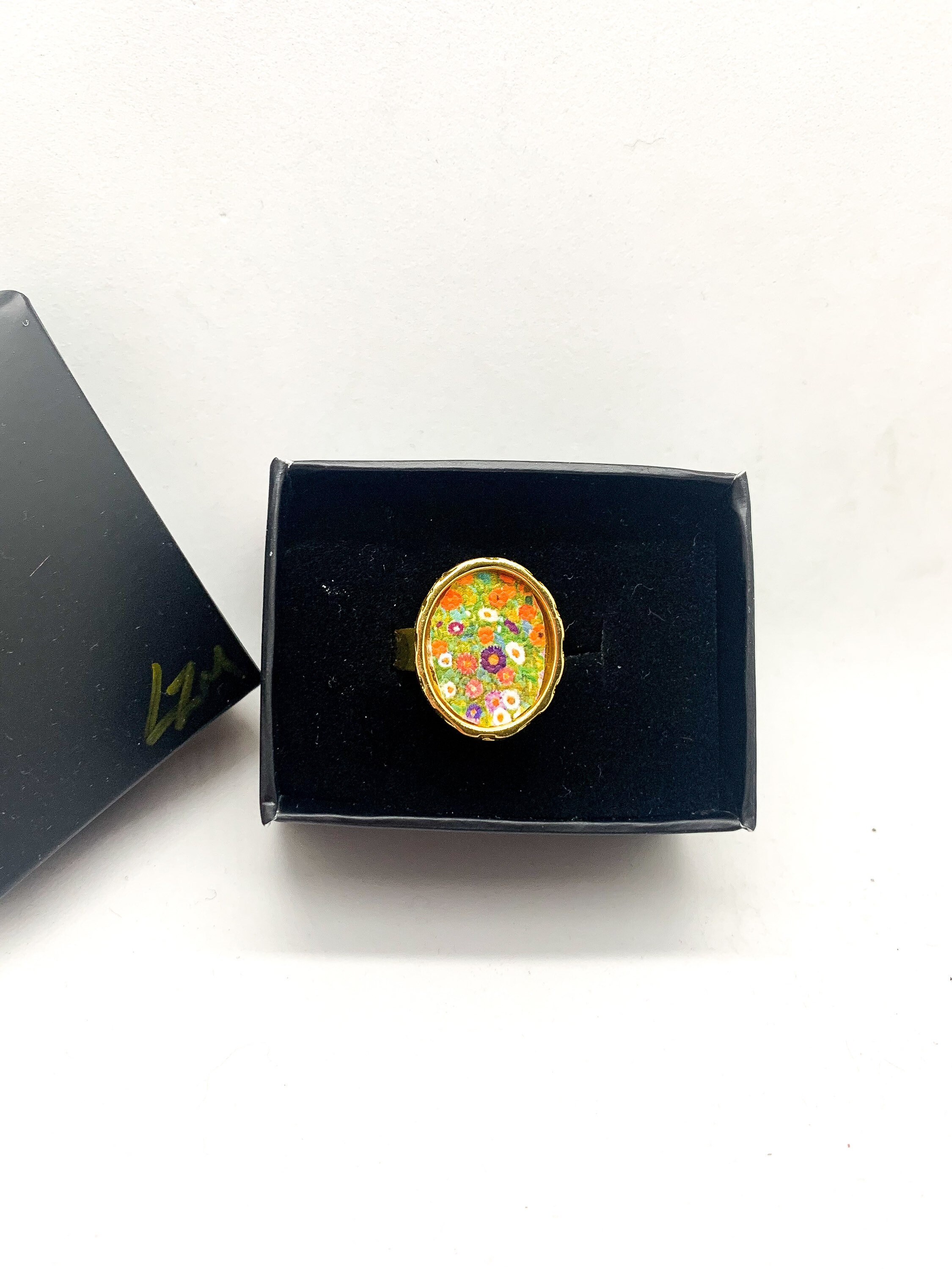 Gustav Klimt Garden Painting Adjustable Gold Ring,klimt Jewelry, Famous ...