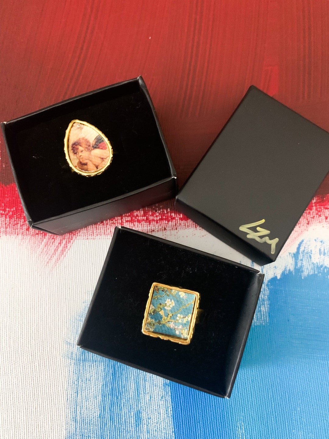 Van Gogh Adjustable Ring,raphael Ring,gold Adjustable Art Ring,painting ...