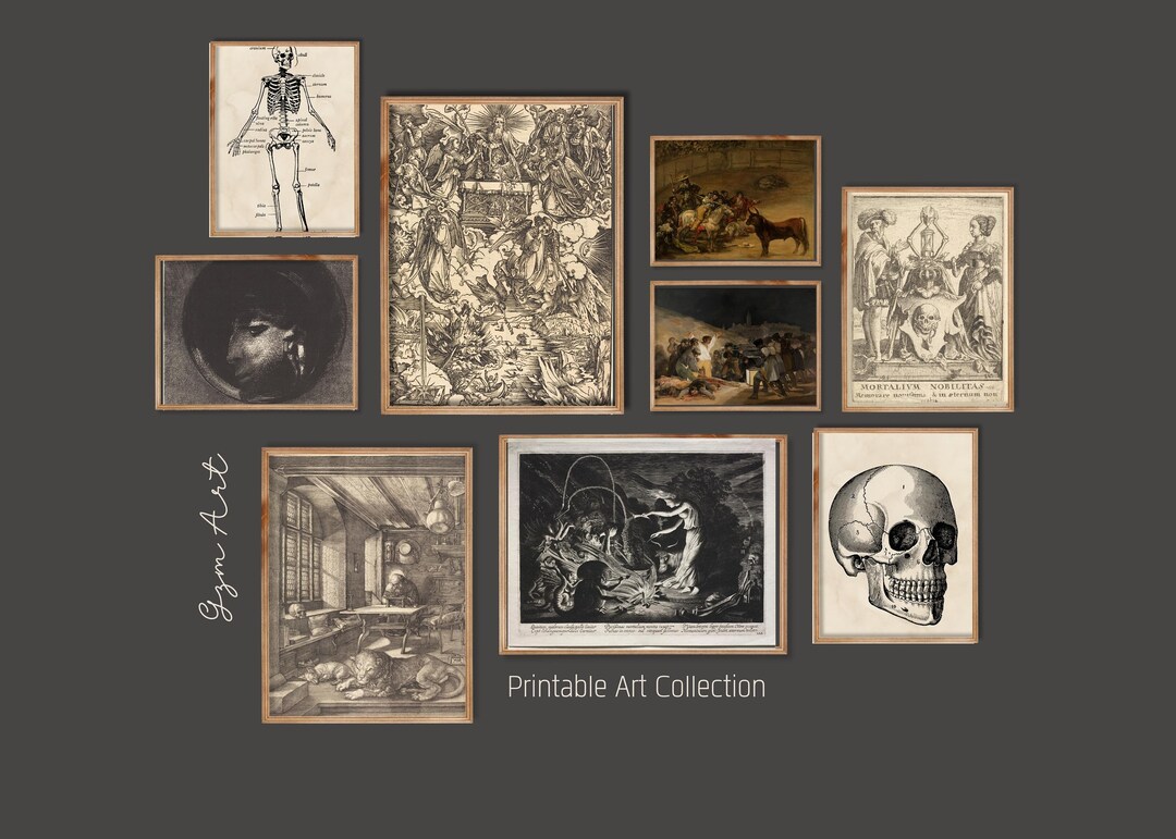 Set of 9 Dark Academia Gallery Wall Set | Vintage Printables ...