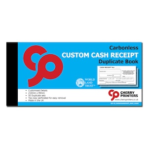 6 Pack | Custom/personalised Cash Receipt Book | DL (99mm X 210mm) | 2 ...