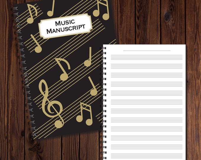 A4 Music Manuscript, Music Staves Book, A4 Lined Journal, Faux Leather ...