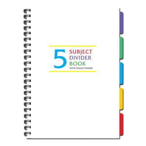 5 Subject Divider Book | Assorted Sections or Ruled Only | B5 176mm X ...