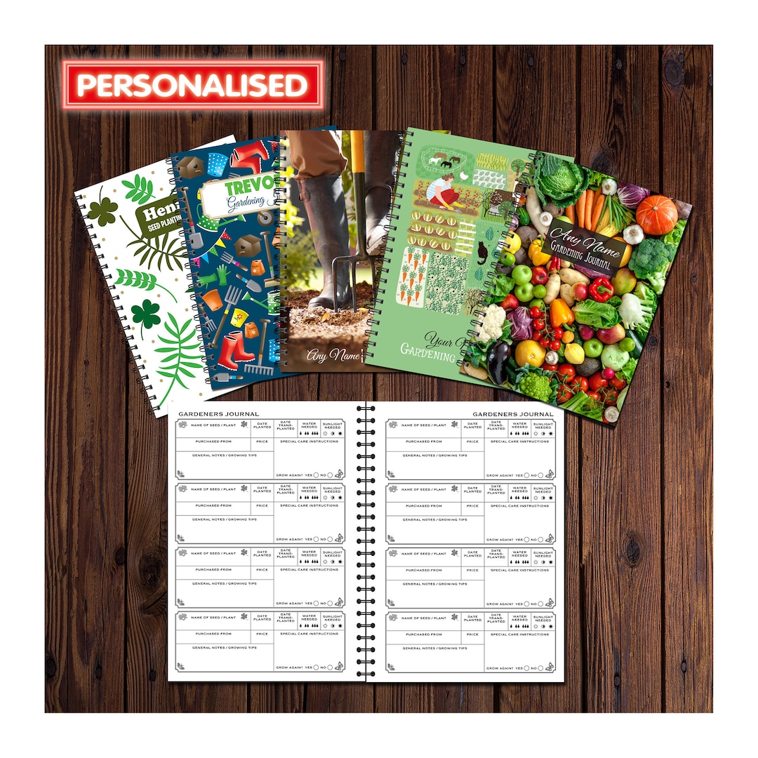 PERSONALISED Gardening Journal | Seed Planting Log | Diary | 50 Double ...