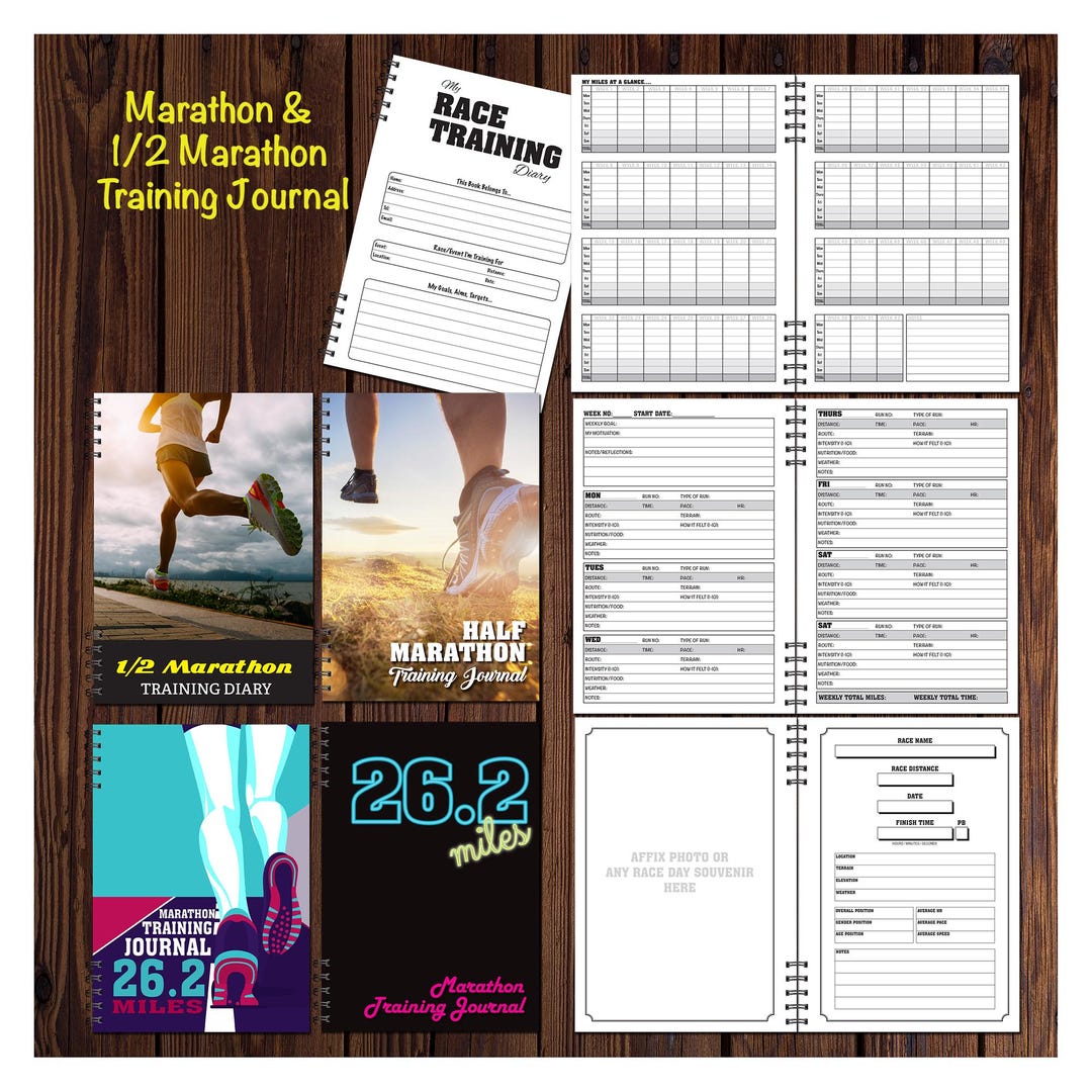 Marathon/half Marathon Training Journal | 55 Double Sided Pages | A5 ...