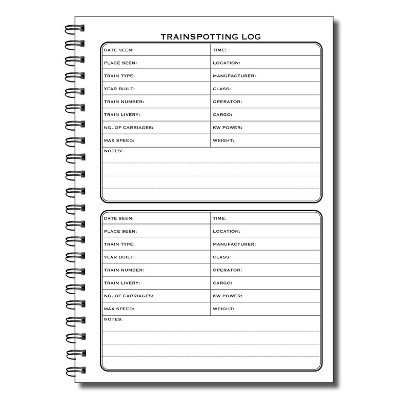 Train Spotting Log Book Notes A5 148mm X 210mm 50 - Etsy UK