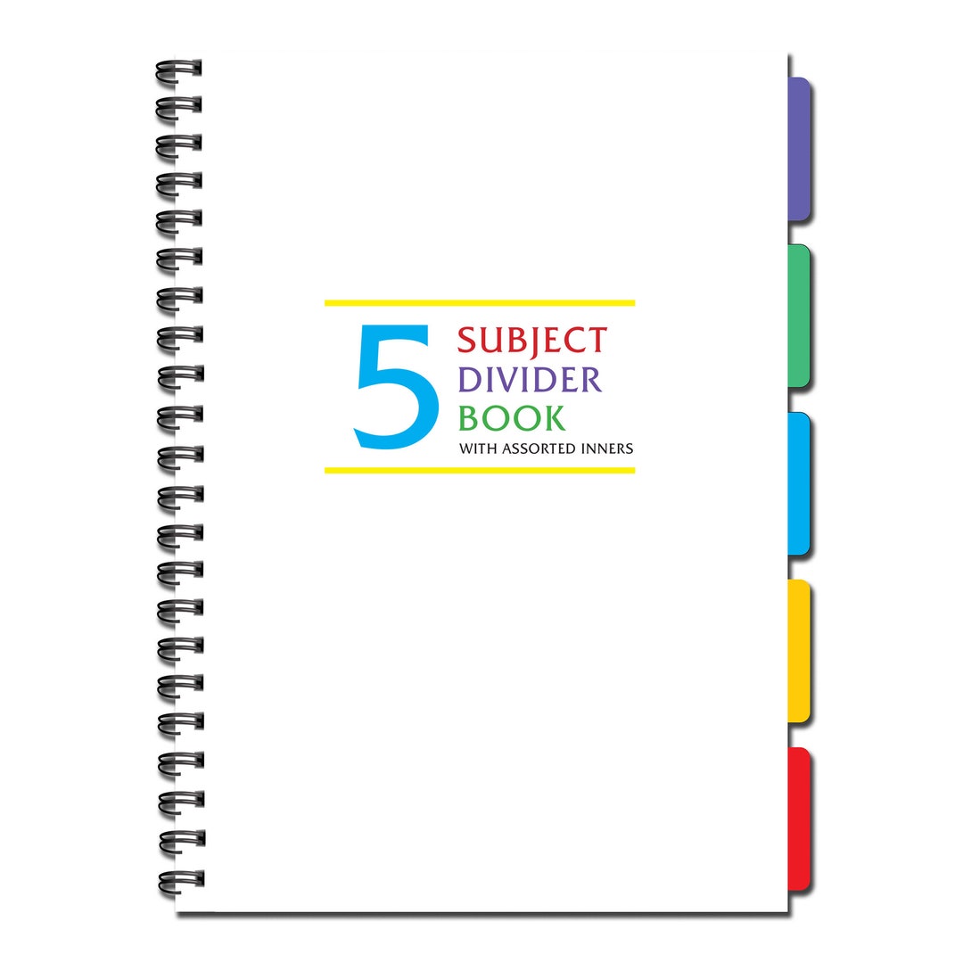 5 Subject Divider Book | Assorted Sections or Ruled Only | B5 176mm X ...