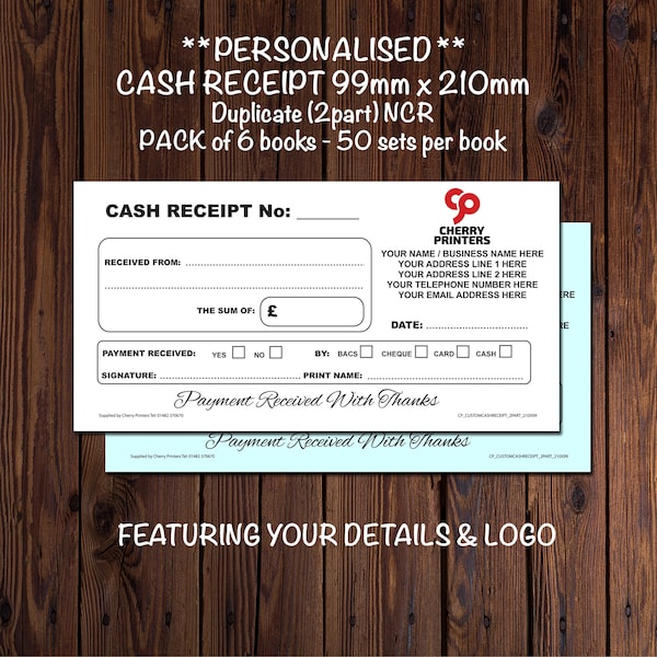 Custom Receipt Book 3 Part - Etsy