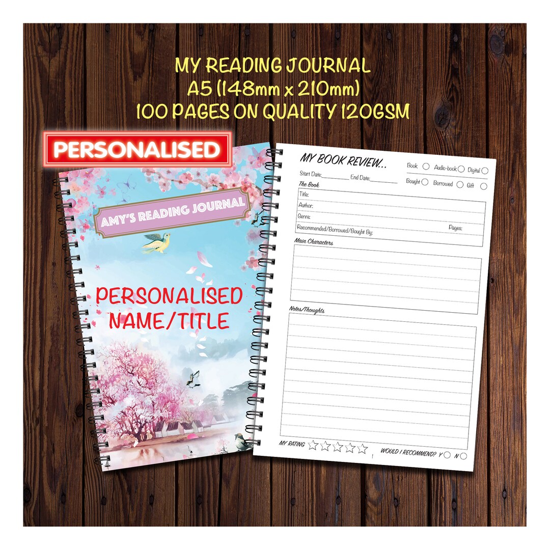 PERSONALISED Reading Journal | Book Journal | Book Review | 50 Double ...