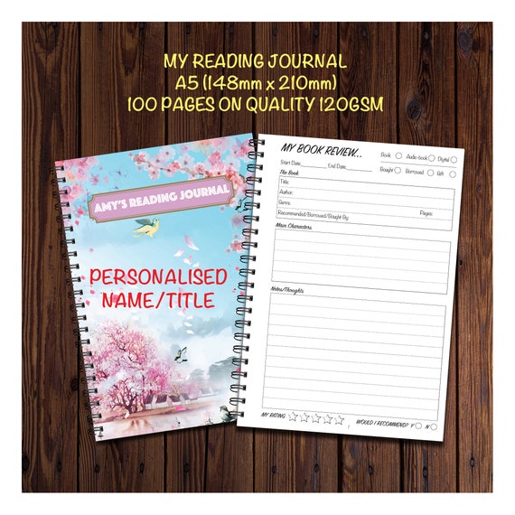 PERSONALISED Reading Journal Book Journal Book Review 50 | Etsy