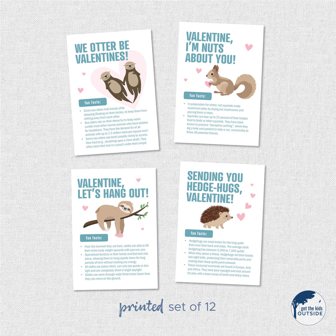 Printable MAMMAL Fun Fact Valentines Cards - Animal Fun Facts ...