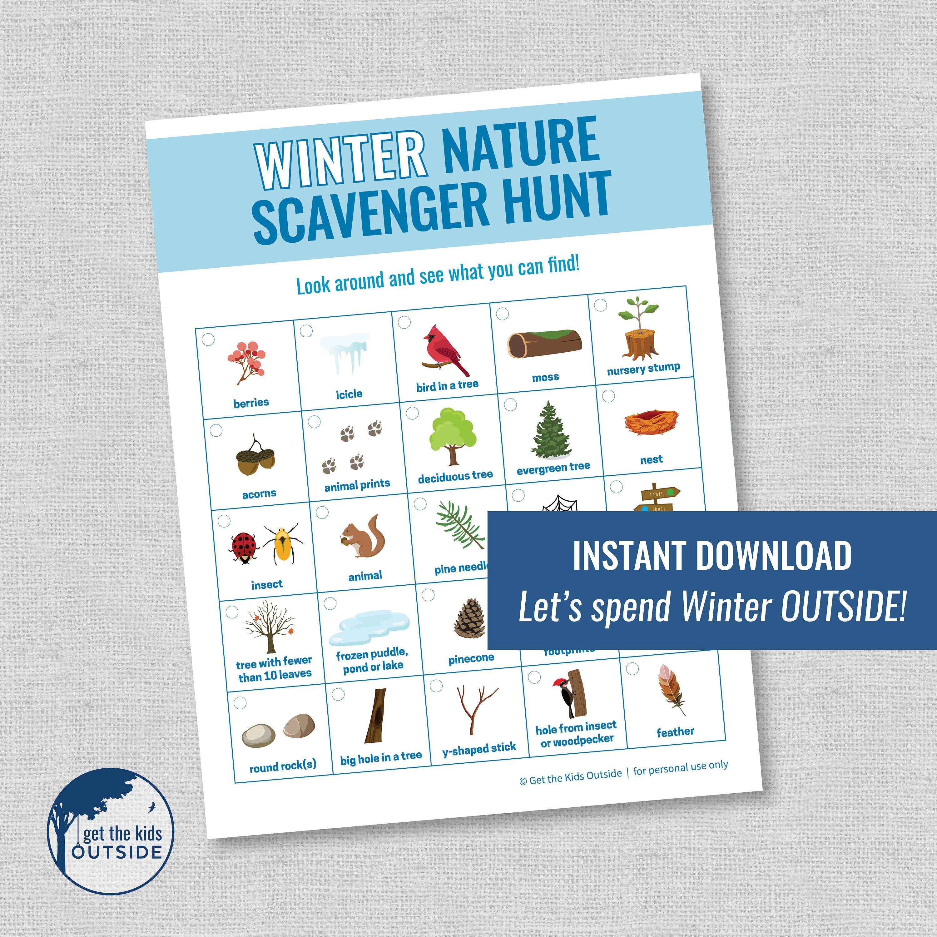 WINTER Nature SCAVENGER HUNT - Winter Outdoor Activity - Nature Walk ...