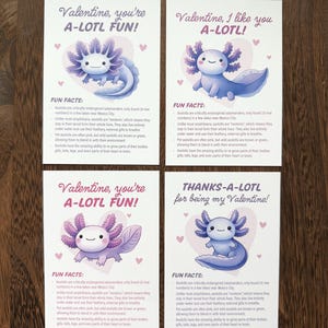 Axolotl Valentine's Day Cards – Fun Facts, Kids Classroom (digital ...