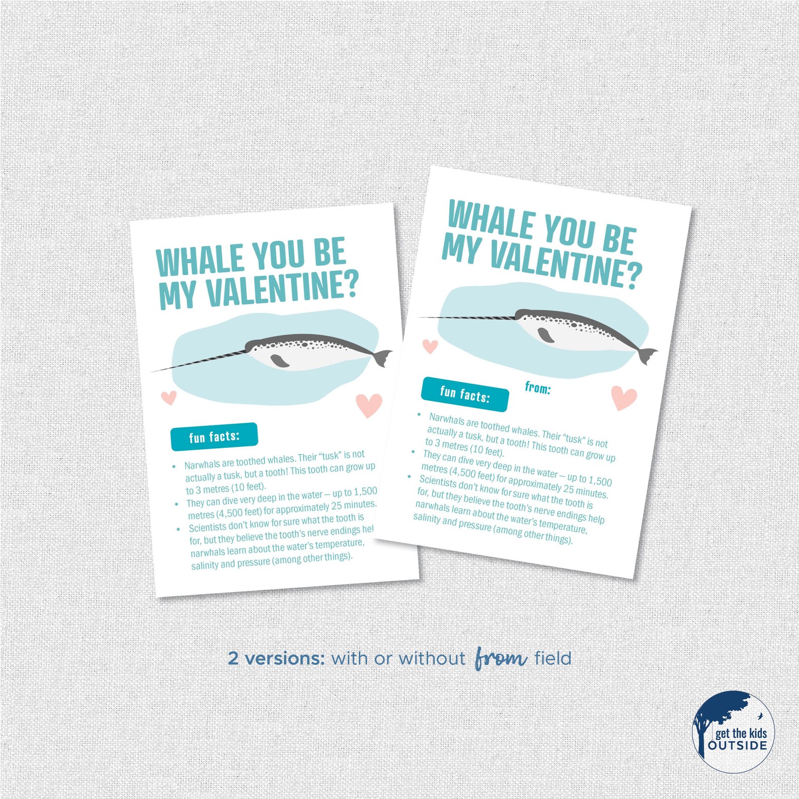 Printed ARCTIC ANIMALS Valentine's Day Cards . Kids Valentines . Fun ...