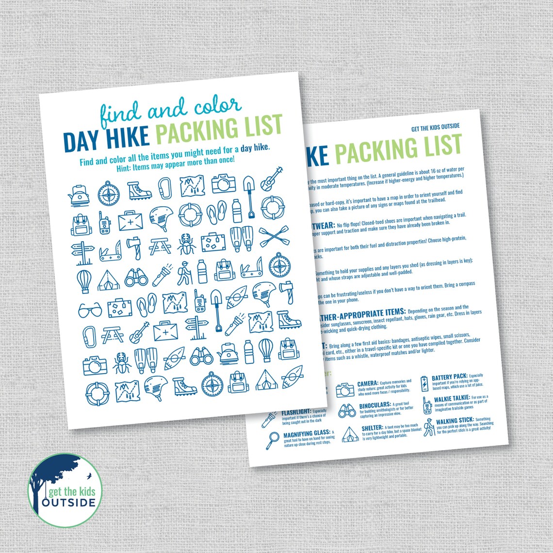 Find and Color Day Hike Packing List - Coloring Page and Activity for ...
