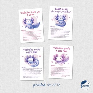Printed AXOLOTL Valentine's Day Cards - (set of 12) - Animal Fun Facts ...
