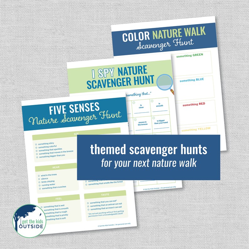 Themed NATURE SCAVENGER HUNTS Five Senses I Spy Color | Etsy