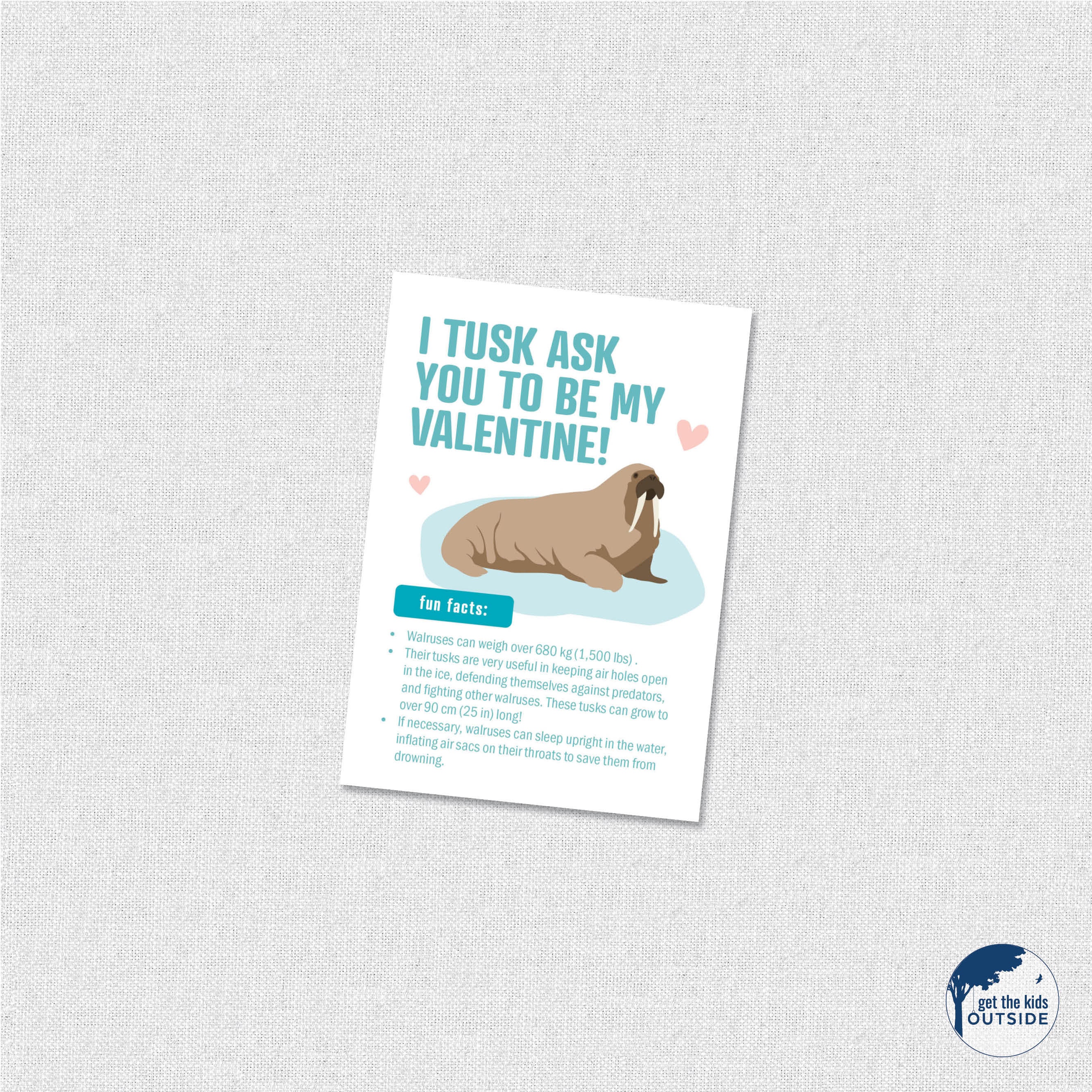 Printed ARCTIC ANIMALS Valentine's Day Cards . Kids Valentines . Fun ...