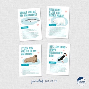Printed ARCTIC ANIMALS Valentine's Day Cards . Kids Valentines . Fun ...