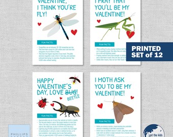 Printable INSECT Valentine's Day Cards bundle 2 . Kids | Etsy