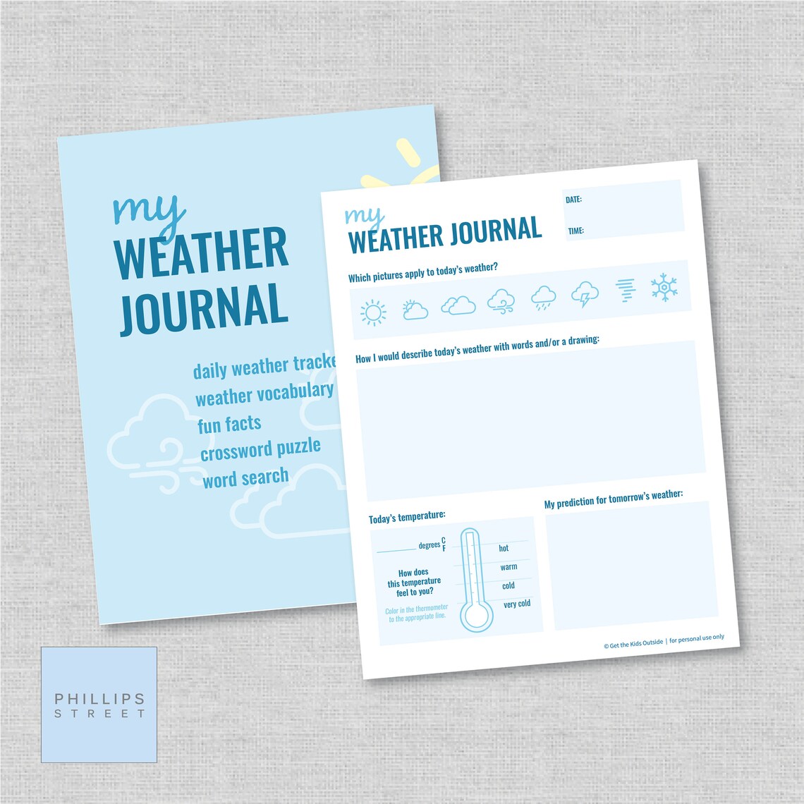 Kids' Weather Journal daily weather tracker games | Etsy
