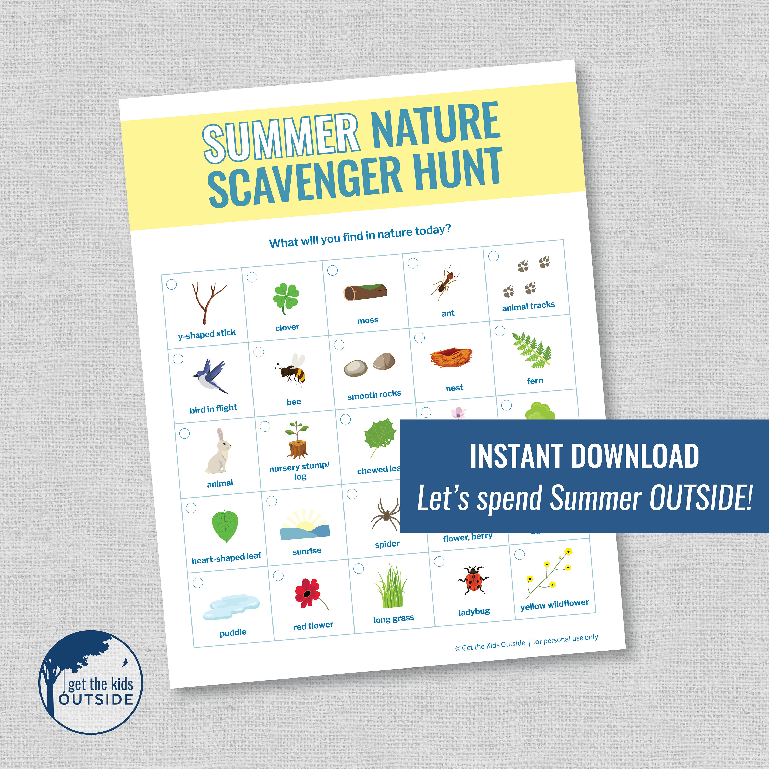 SUMMER Nature SCAVENGER HUNT - Summer Outdoor Activity - Nature Walk ...