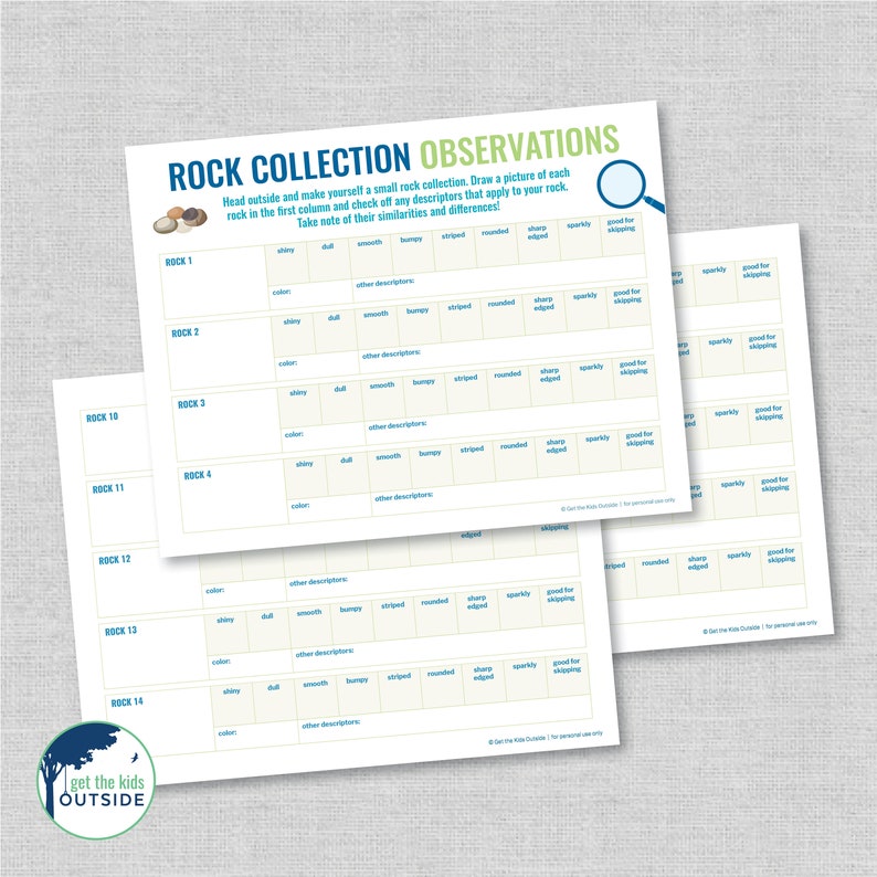 Rock Collection Worksheet - Observations, Sensory Activity, Nature ...