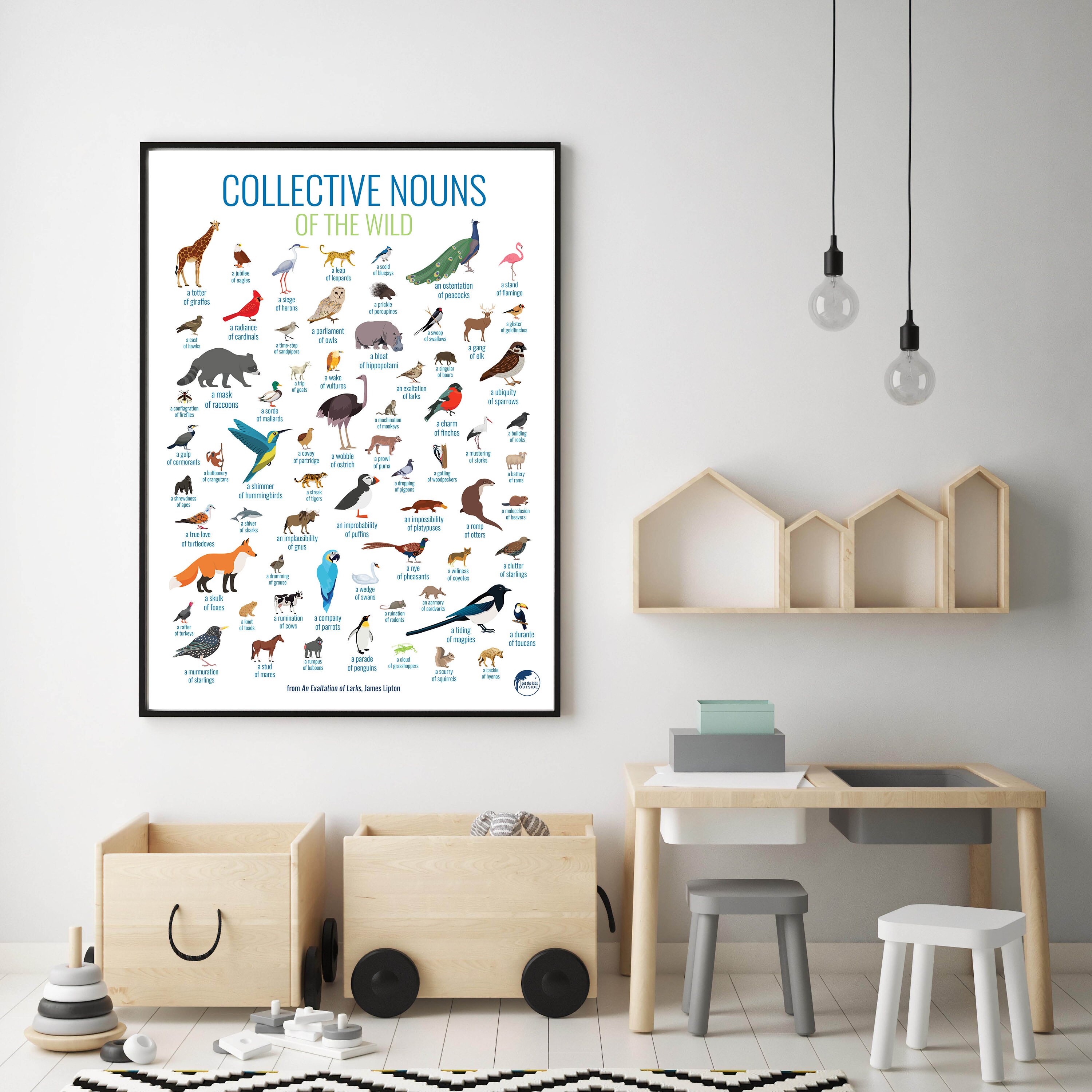 Collective Nouns - Animals & Birds - Wall Art - Nature Art - Nursery ...