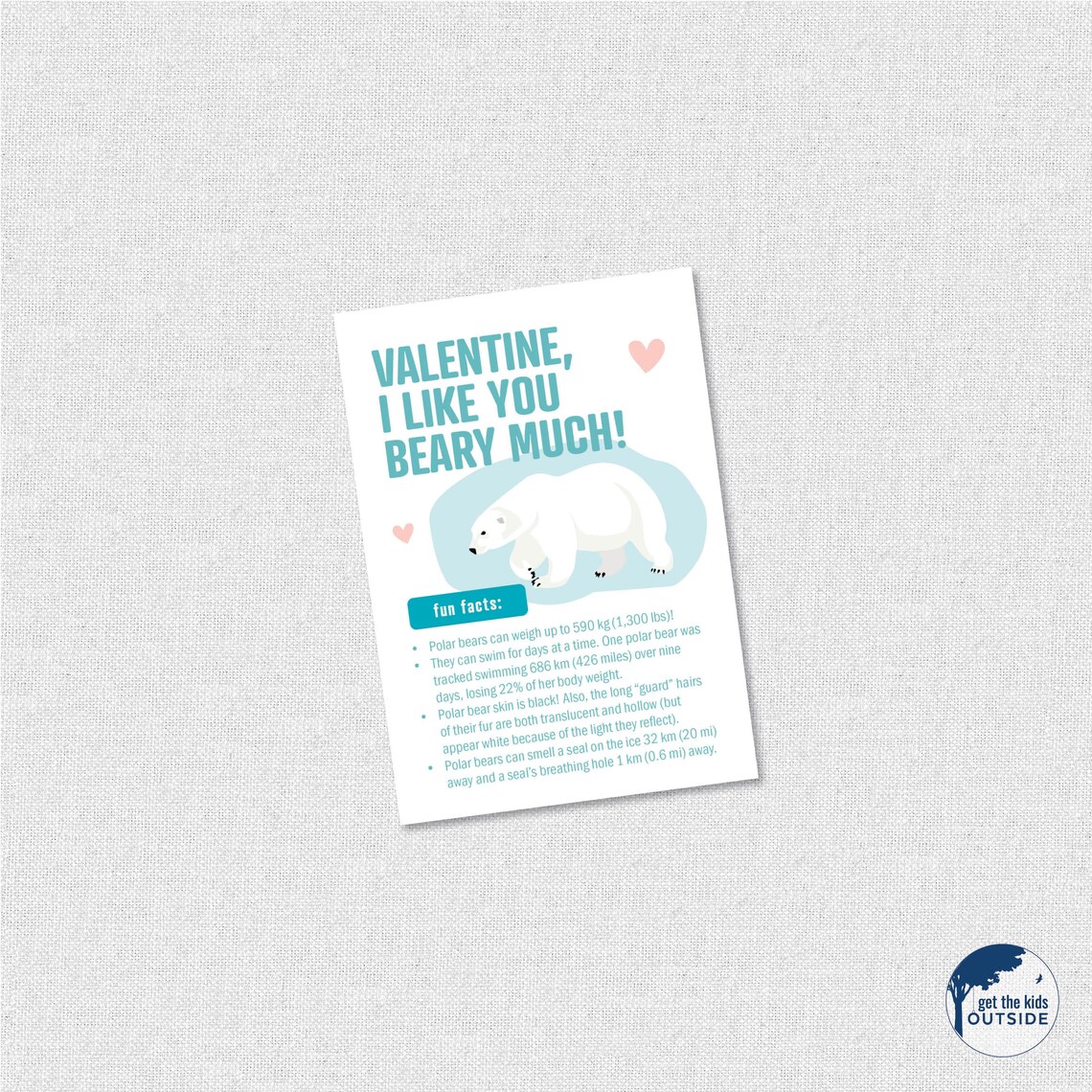 Printed ARCTIC ANIMALS Valentine's Day Cards . Kids Valentines . Fun ...