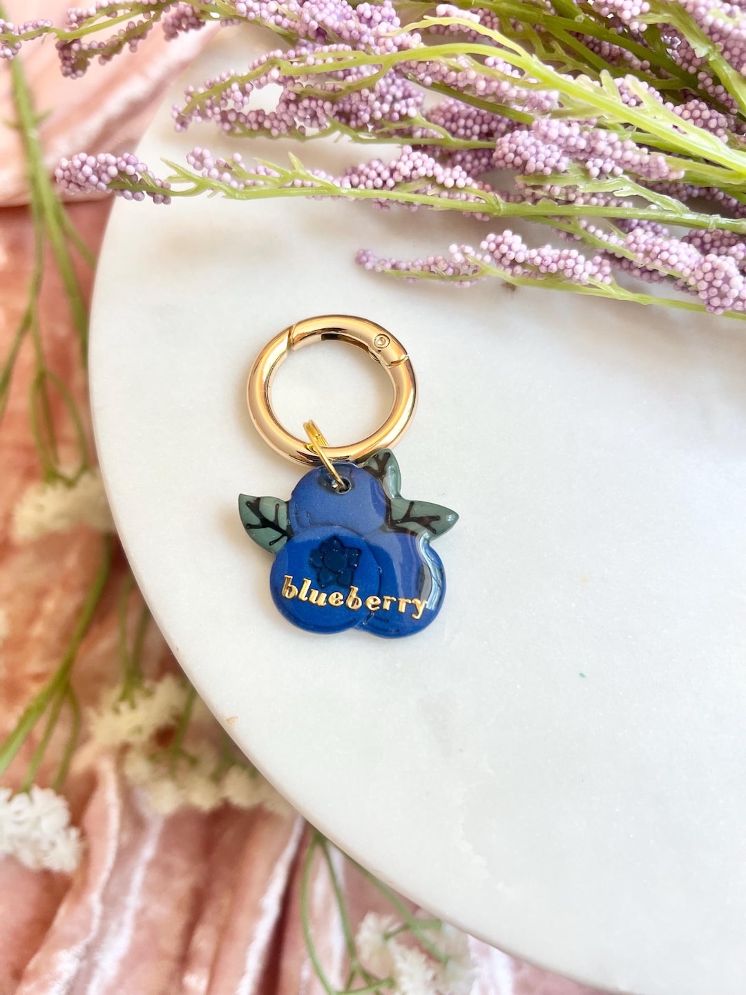Blueberry Polymer Clay Pet Tag: Custom Fruit Collar Charm - Etsy