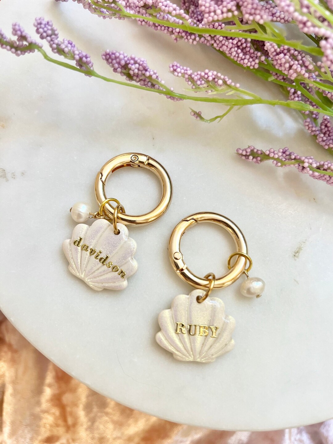 Shimmery Seashell Pet Tag: Custom Clay Beach Dog Collar - Etsy