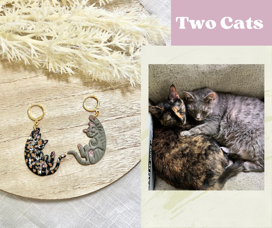 Custom Cat Earrings, Cat Portrait, Pet Portrait, Clay Cat Earrings - Etsy