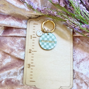 Checkered Pet Tag, Green and White Dog Tag, Custom Pet Tag, Clay Tag ...
