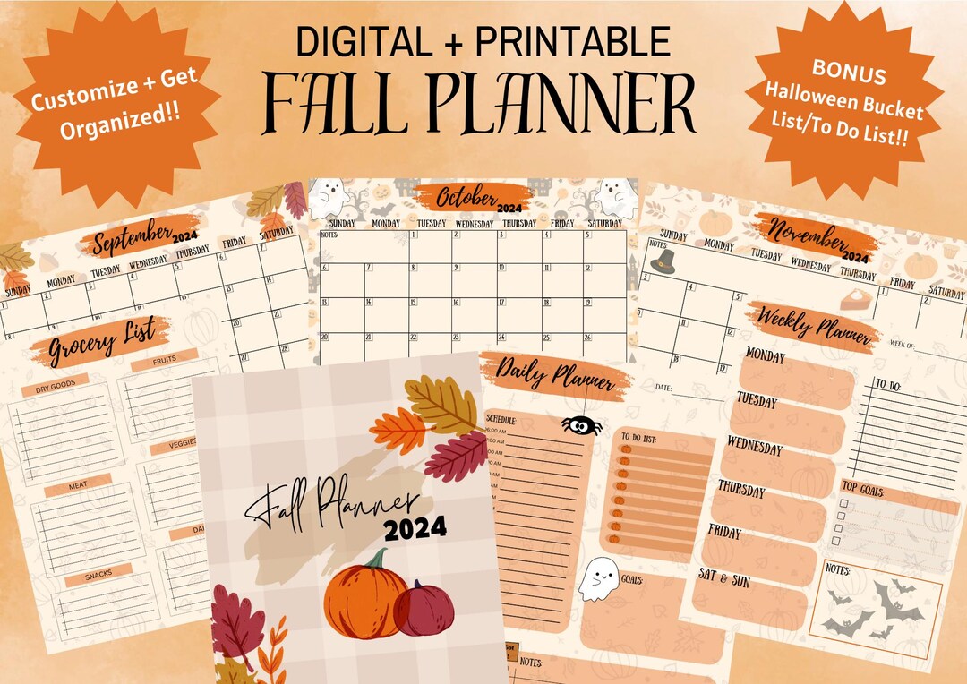 2024 Fall Digital Planner, Holiday Planner, Personalized Daily Planner ...