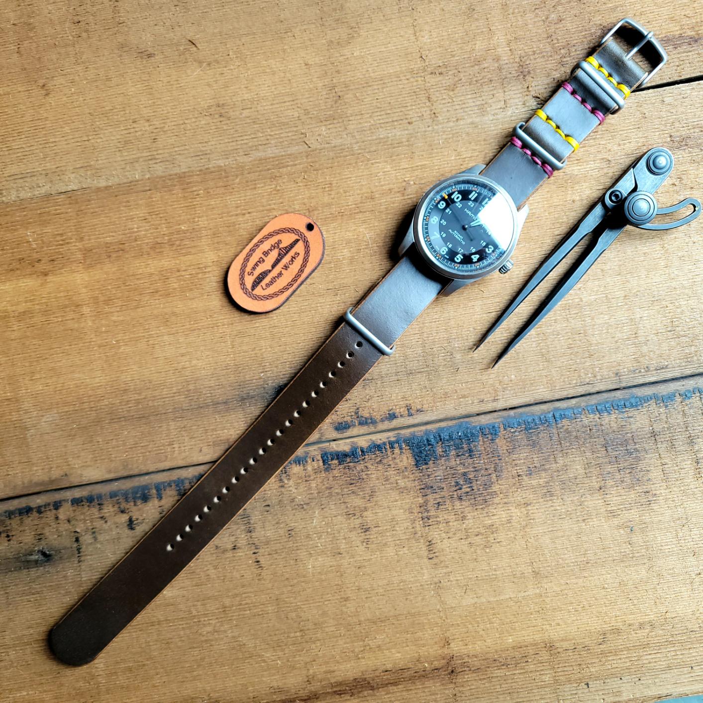 Leather One-piece Watch Strap - Horween Chromexcel- Olive Color ...