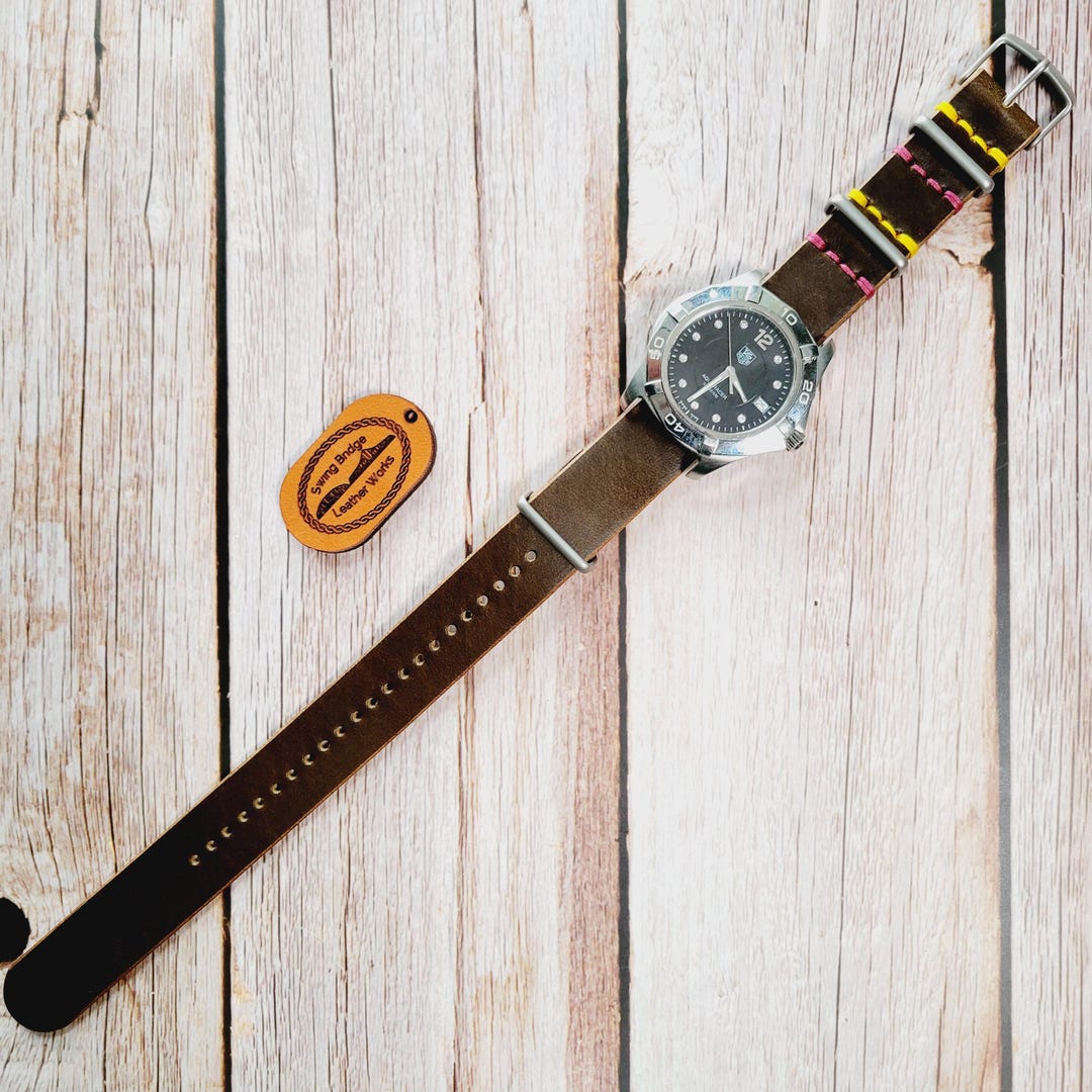 Leather One-piece Watch Strap - Horween Chromexcel- Olive Color ...