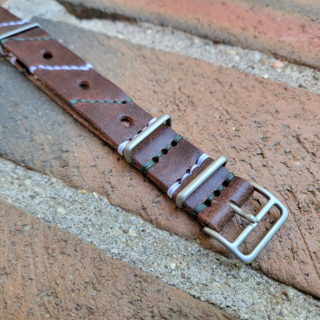 Vintage Recycled Leather Watch Strap Military-style Watch Band Field ...