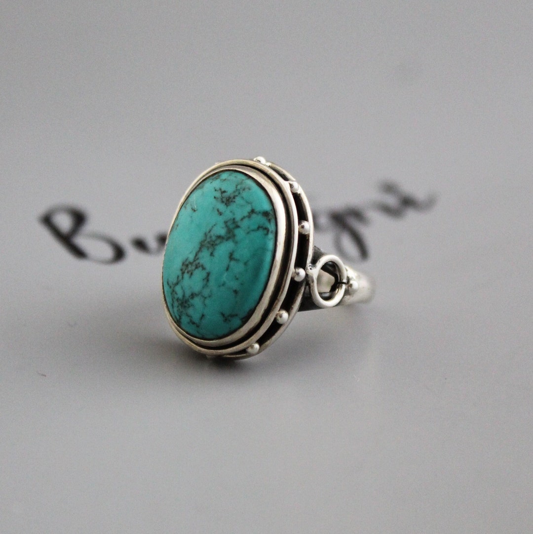 Natural Turquoise Ring, Turquoise Ring, Sterling Silver Ring for Women ...
