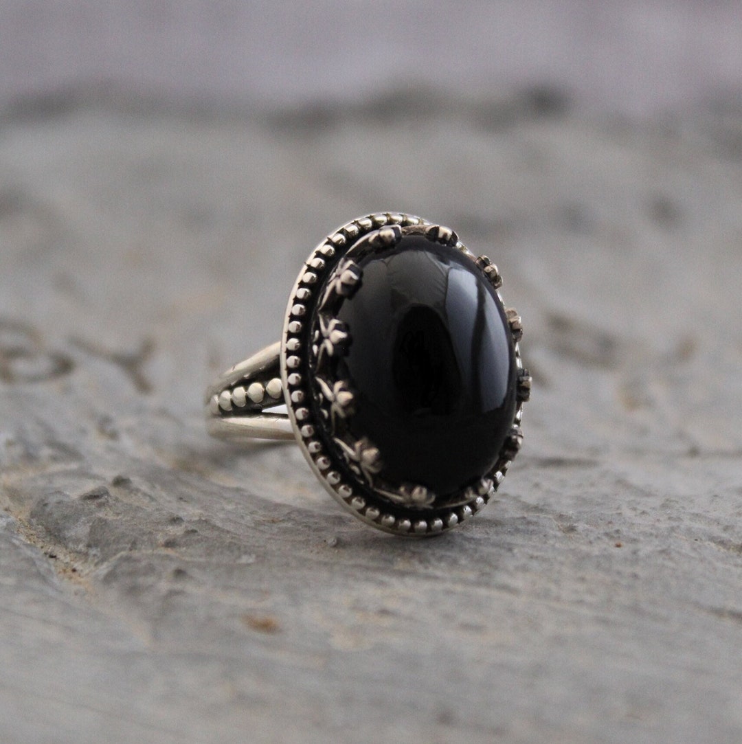 Black Onyx Ring, Sterling Silver Ring, Onyx Designer Ring, Handmade ...