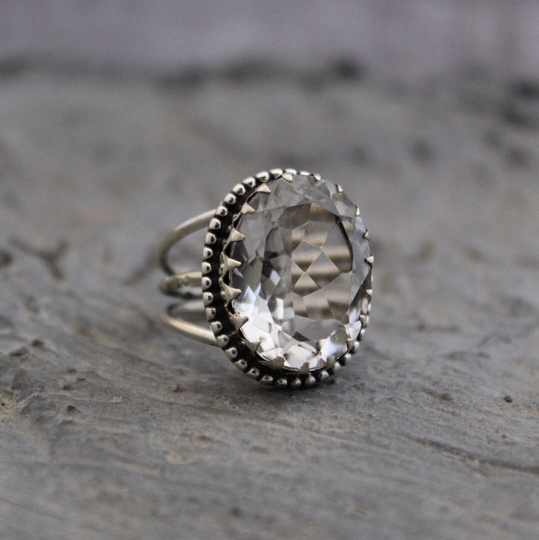 Crystal Ring, Sterling Silver Ring, Transparent Ring, Gemstone Ring ...