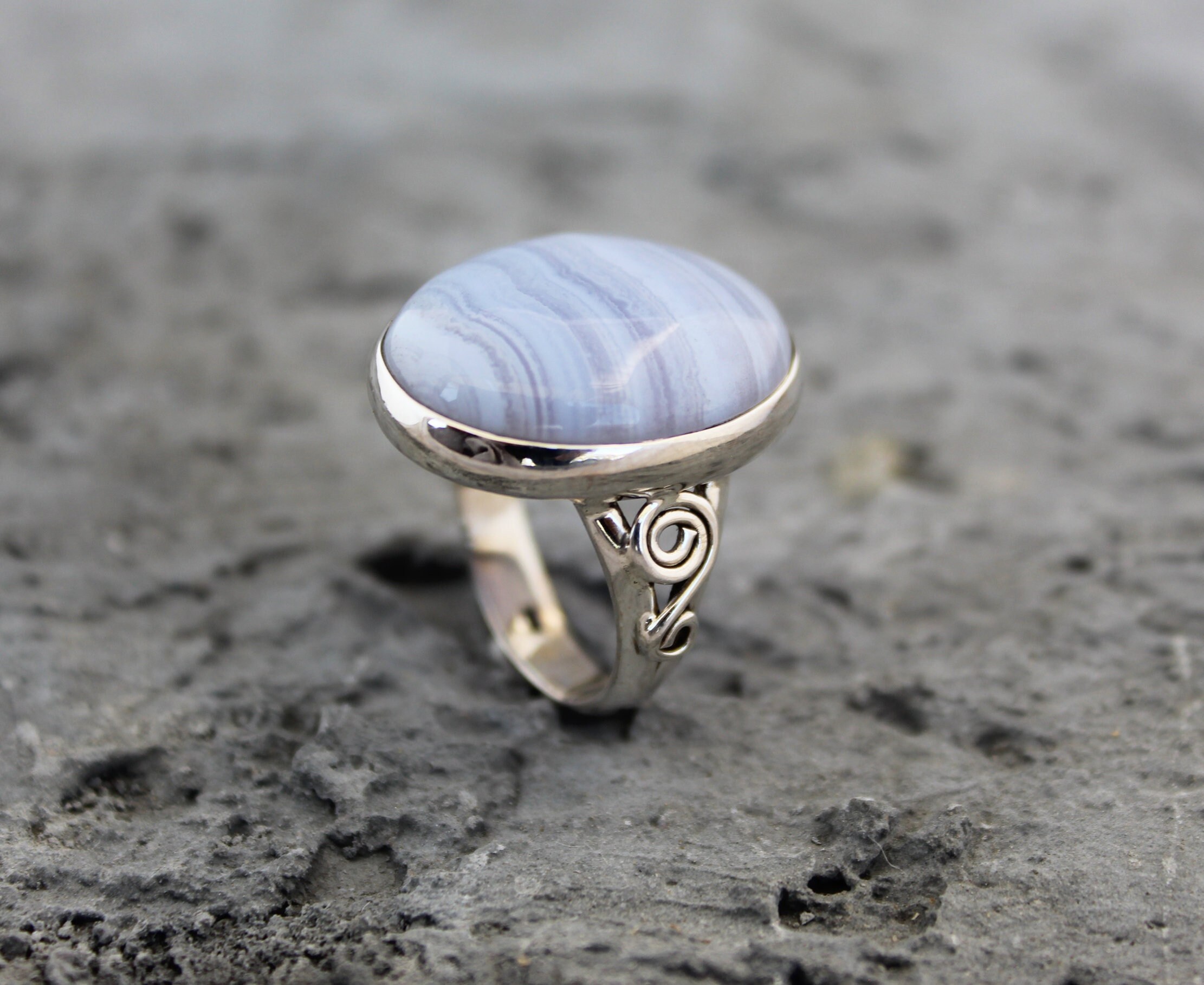 Blue Lace Agate Ring 925 Sterling Silver Ring Handmade Ring | Etsy