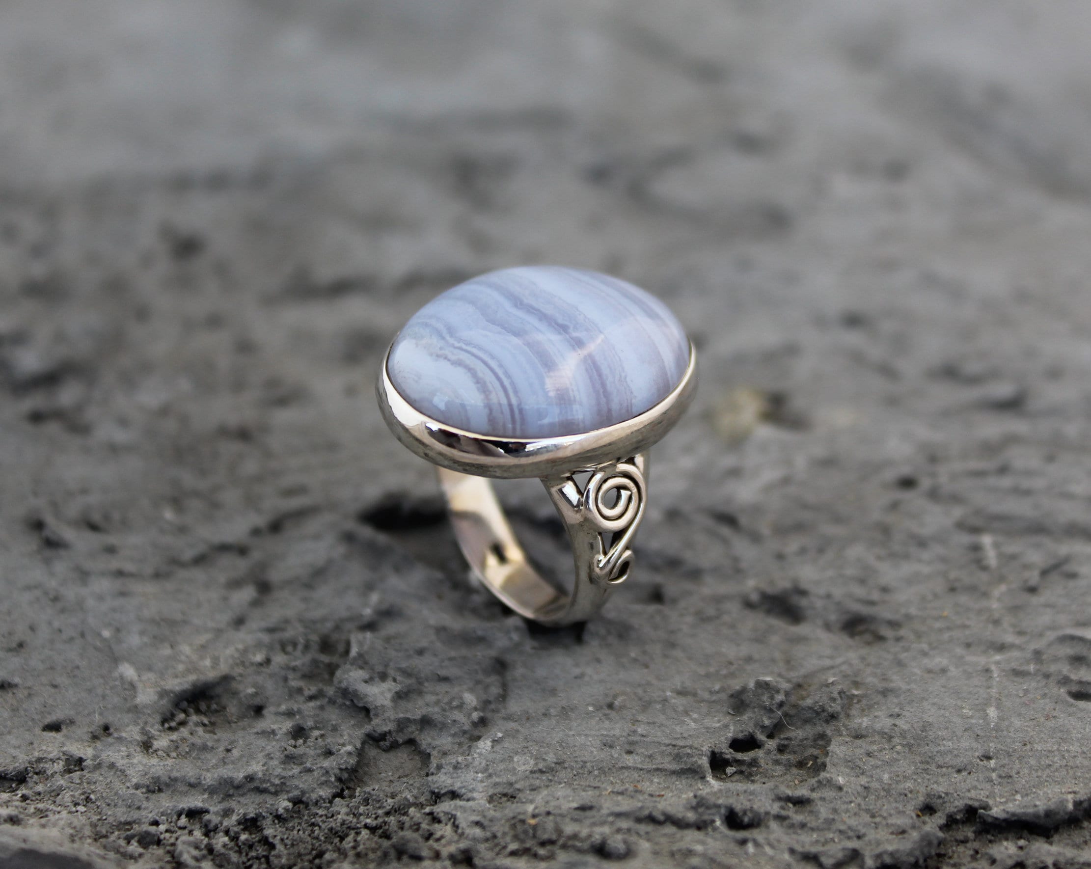Blue Lace Agate Ring 925 Sterling Silver Ring Handmade Ring - Etsy