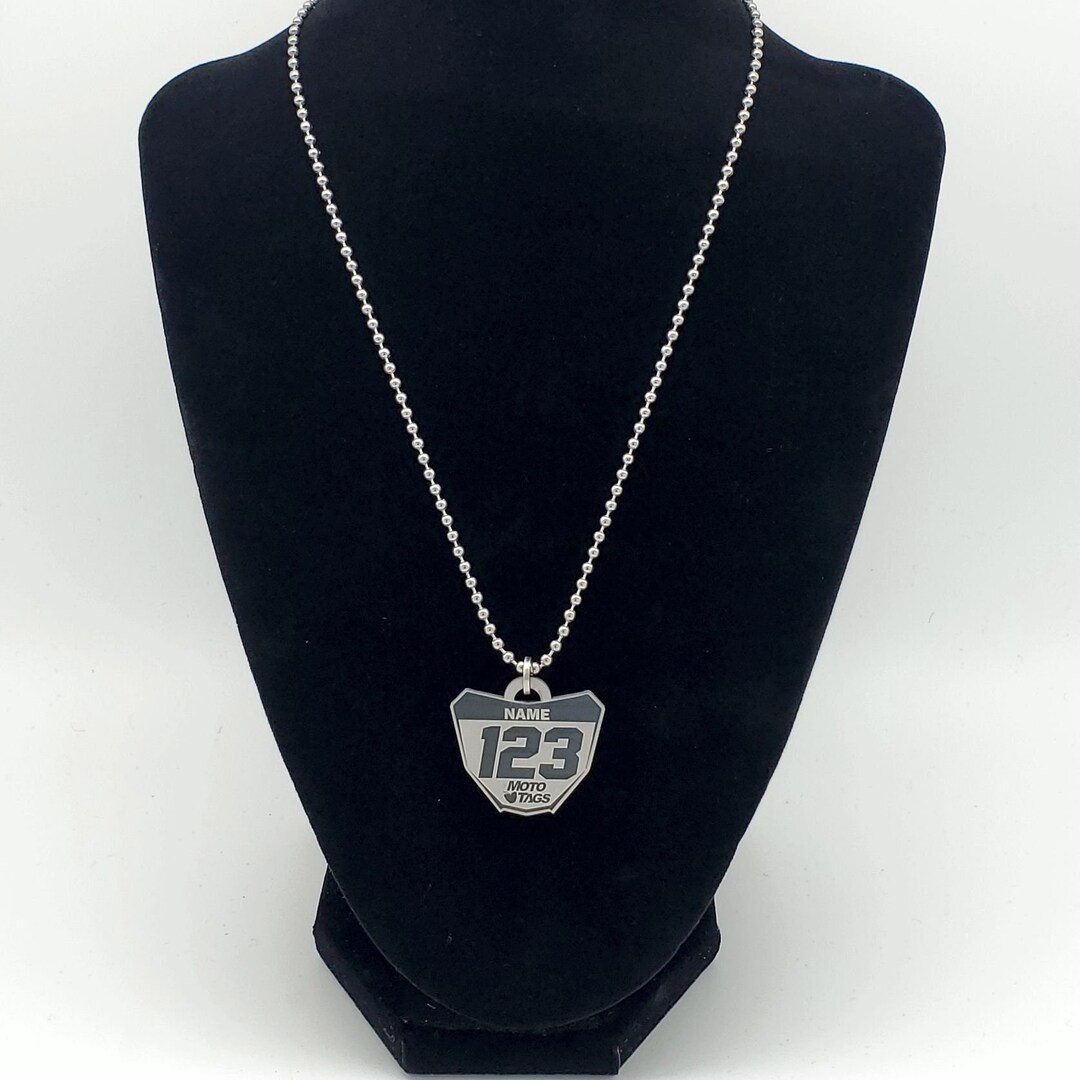 Titanium Dirt Bike Number Plate Necklace With Personalized Graphics - Etsy