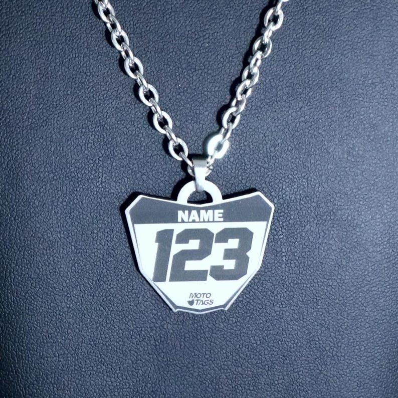 Titanium Dirt Bike Number Plate Necklace With Personalized Graphics - Etsy
